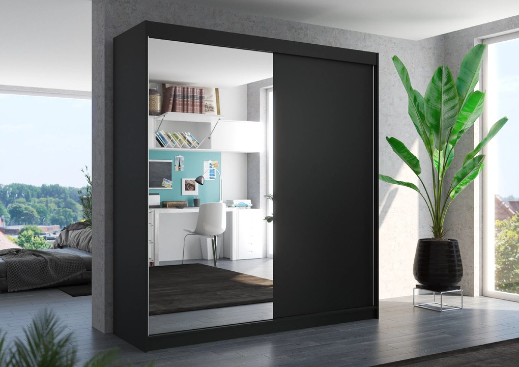 ADRK Furniture Skříň s posuvnými dveřmi a zrcadlem DELLA 200 ADRK-SW-DEL-B-200