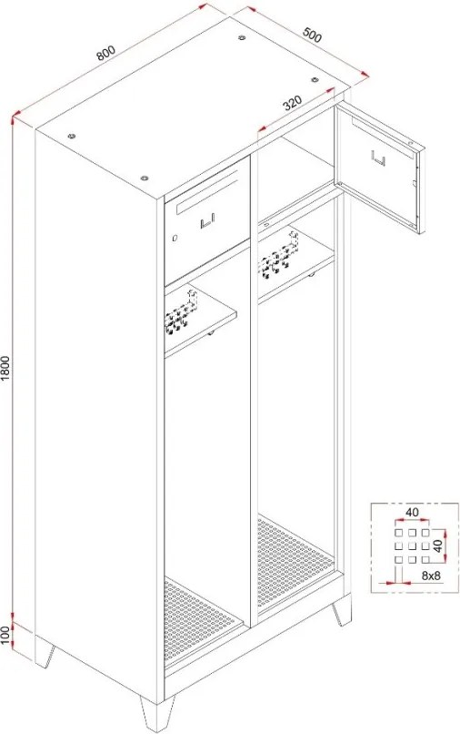 ENPRAG Šatní skříň kovová FMO/E-700-06.R