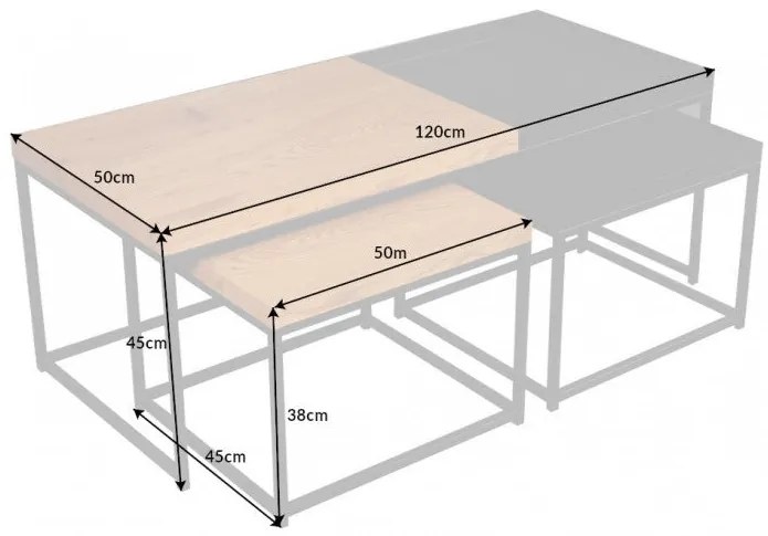 Konferenční stolek Loft set 3ks dubového vzhledu