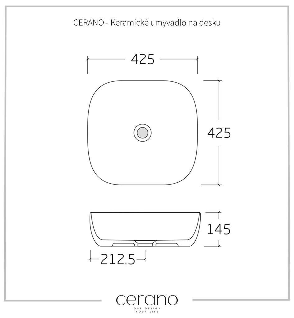 CERANO - Keramické umyvadlo na desku Sano - bílá lesklá - 42,5x42,5 cm