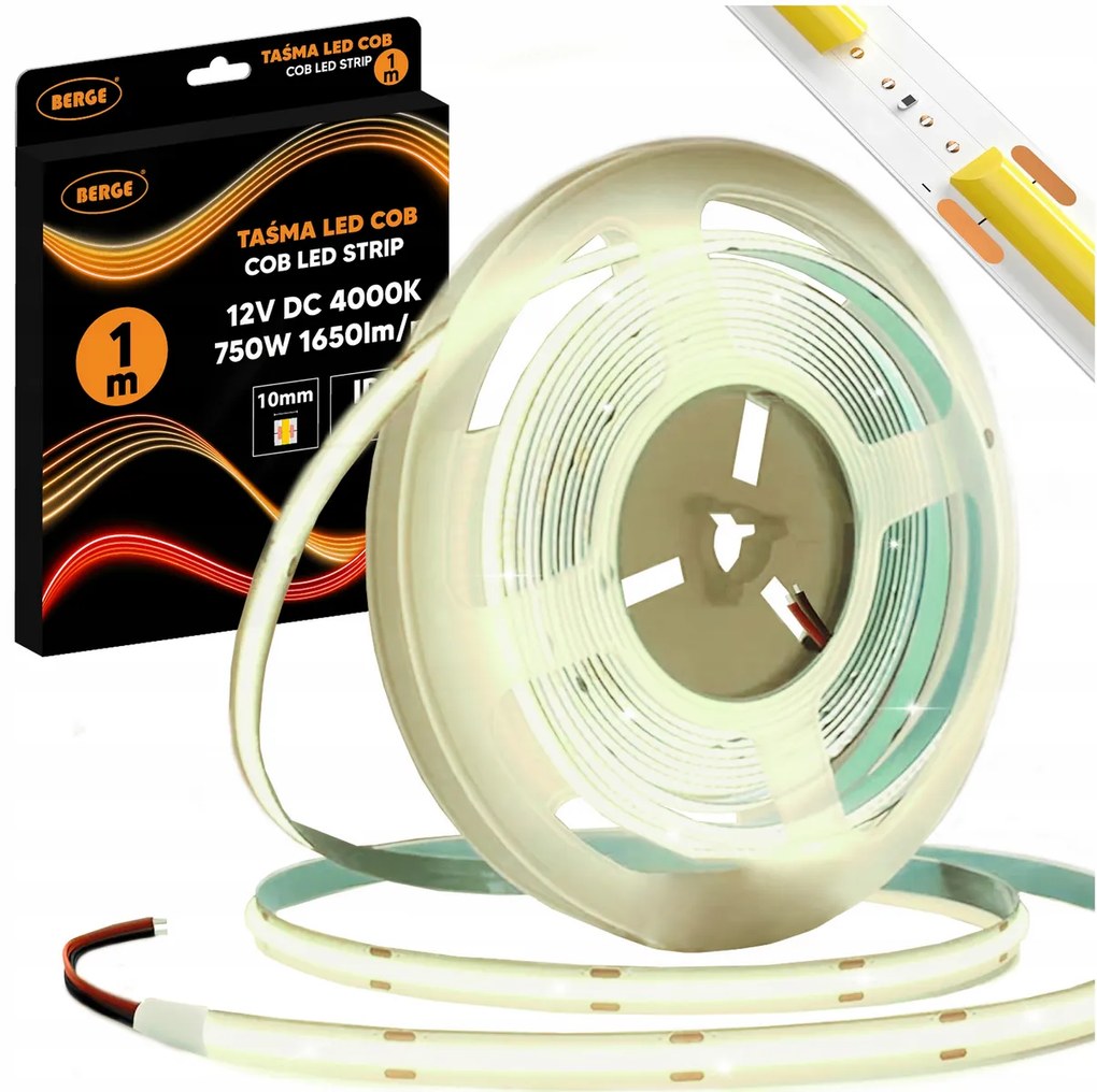 BERGE LED pásek COB Neon 12V - 528D - 15W/m - IP20 - 1650lm - 1m - neutrální barva