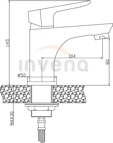 Invena Dokos, umyvadlová baterie, chrom, INV-BU-19-001-V