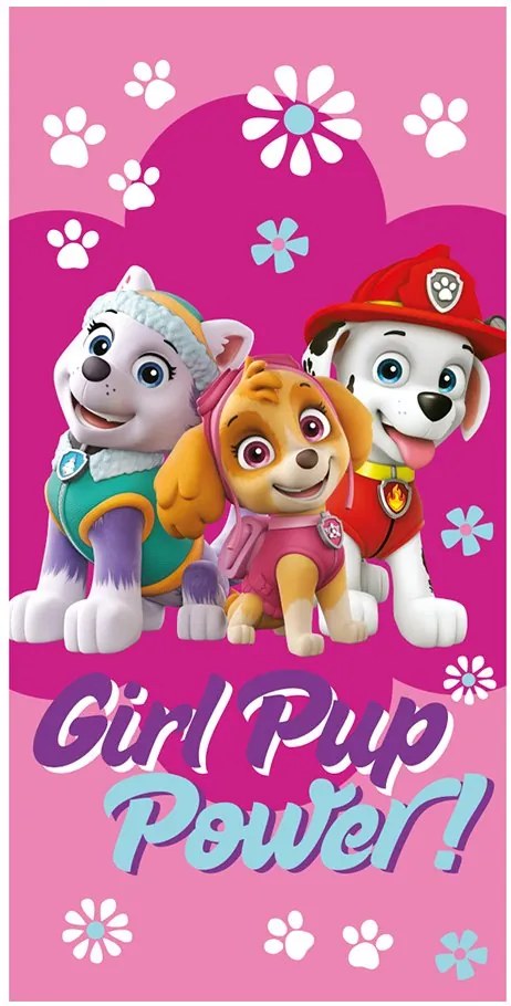 Dívčí plážová osuška Tlapková patrola - Paw Patrol - motiv Girl Pup Power - 100% bavlna s gramáží 320 gr./m2 - 70 x 140 cm