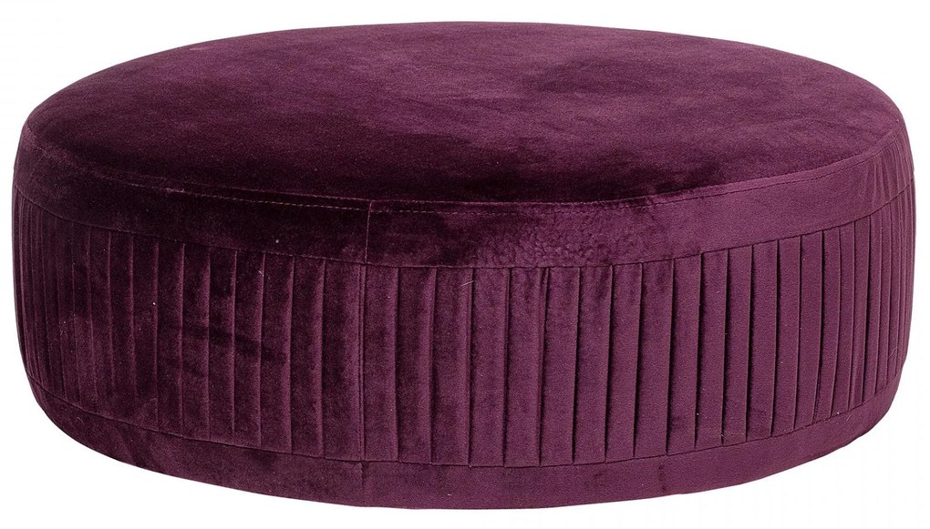 Bloomingville Pouf Burgundy Violet, červená barva, fialová barva, dřevo, textil