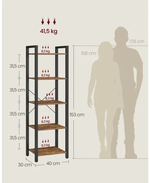 Knihovna NAVARO hnědá/černá