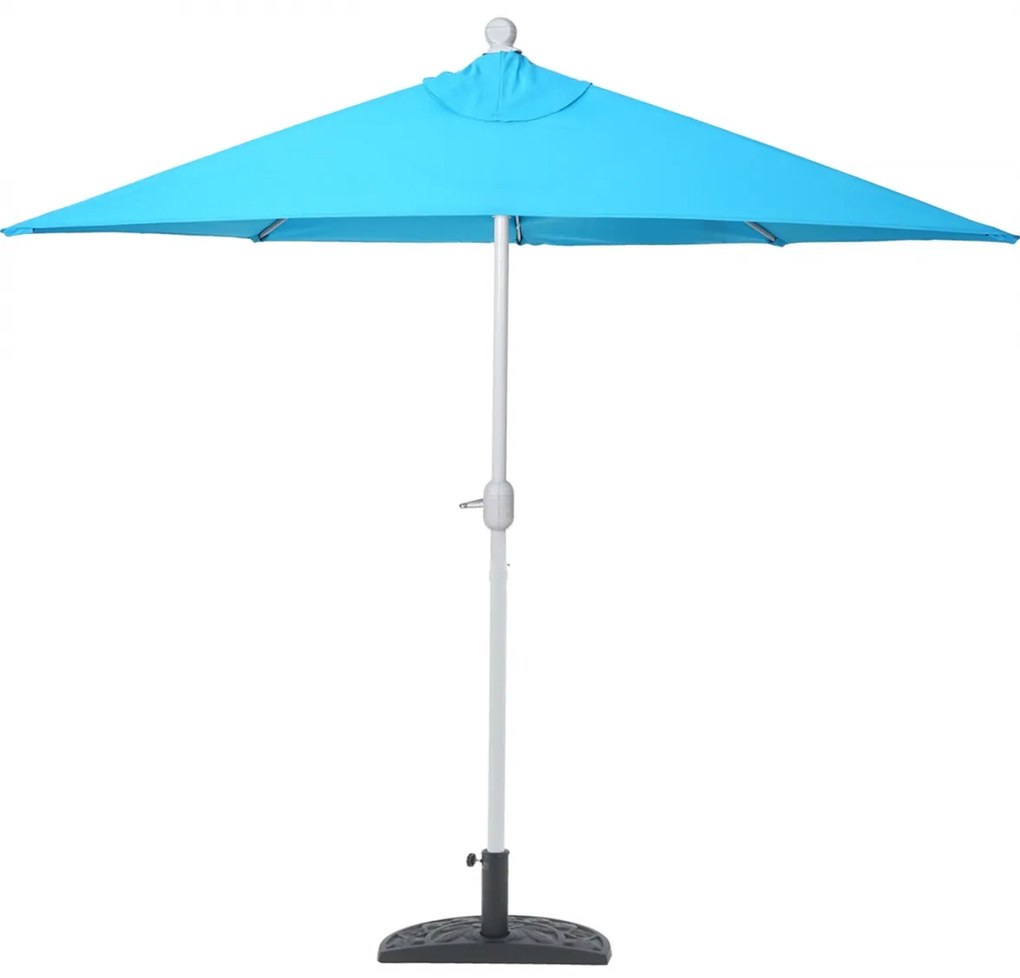 Slunečník půlkruh Parla - polyester/hliník - 300cm tyrkysová se stojanem