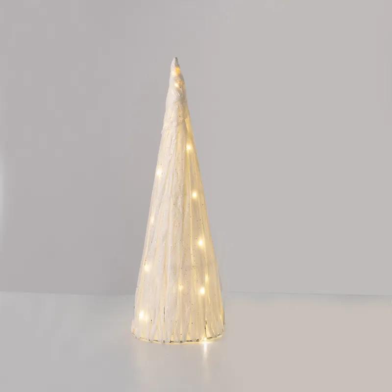 ACA DECOR Vánoční LED kužel krepový bílý 60cm WW 3xAA