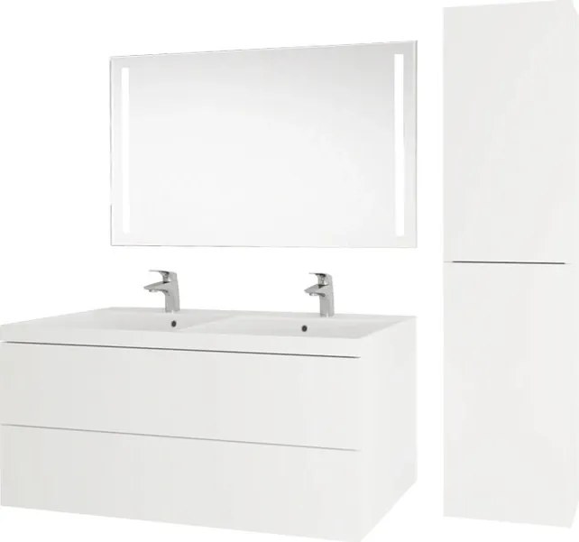 Mereo Mereo, Aira, koupelnová skříňka s keramickým umyvadlem 121 cm, bílá, dub, šedá, CN723