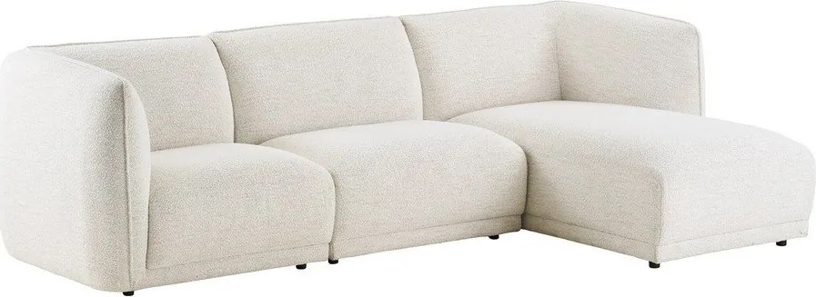 Krémová žinylková rohová pohovka (pravý roh/s lenoškou) Noor – House Nordic