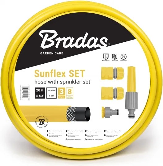 BRADAS SUNFLEX SET - -zahradní hadice, 1/2" / 20 m / 4-dílný komplet