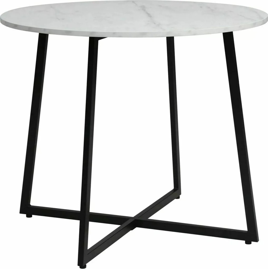 Jídelní stůl Luna 90 cm bílý mramor/černý
