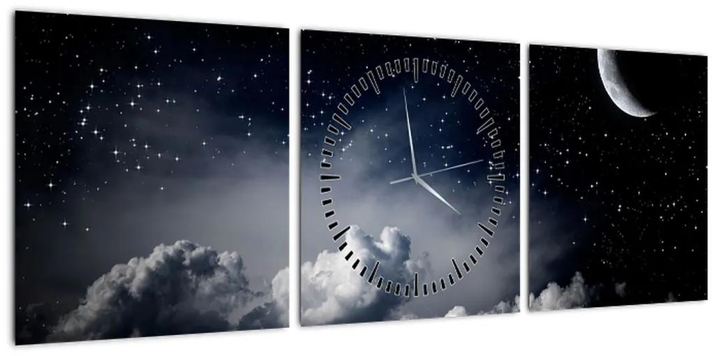 Obraz - Hvězdná obloha (s hodinami) (90x30 cm)