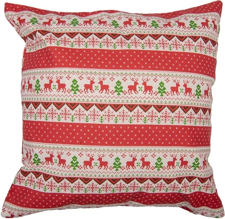 Červený povlak na polštář s jeleny Christmas Rustic - 44*44 cm