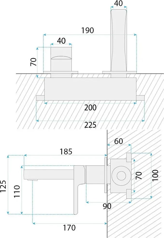 Rea Vision, podomítková umyvadlová baterie s boxem, měděná matná, REA-B4477