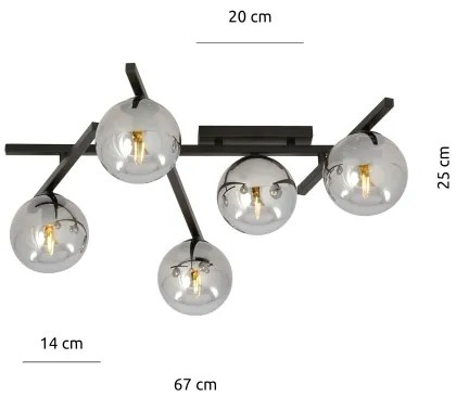 Stropní svítidlo SMART 5xE14/10W/230V černá/šedá
