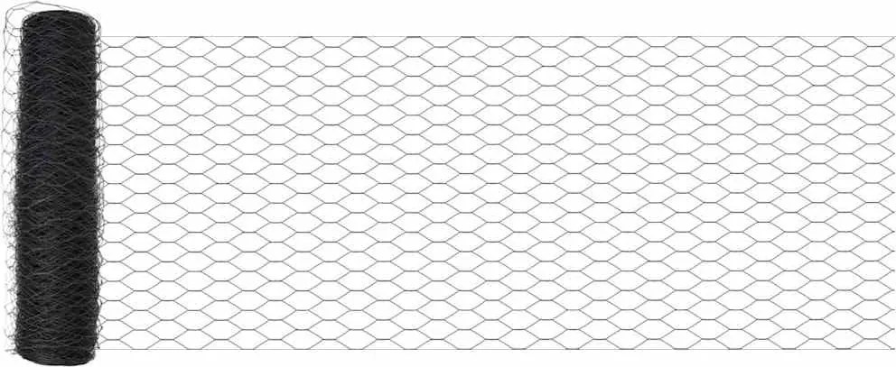 Hexagonální kotvení plotu 100 x 0,5 m Ocel potažená PVC Šedá 3352875