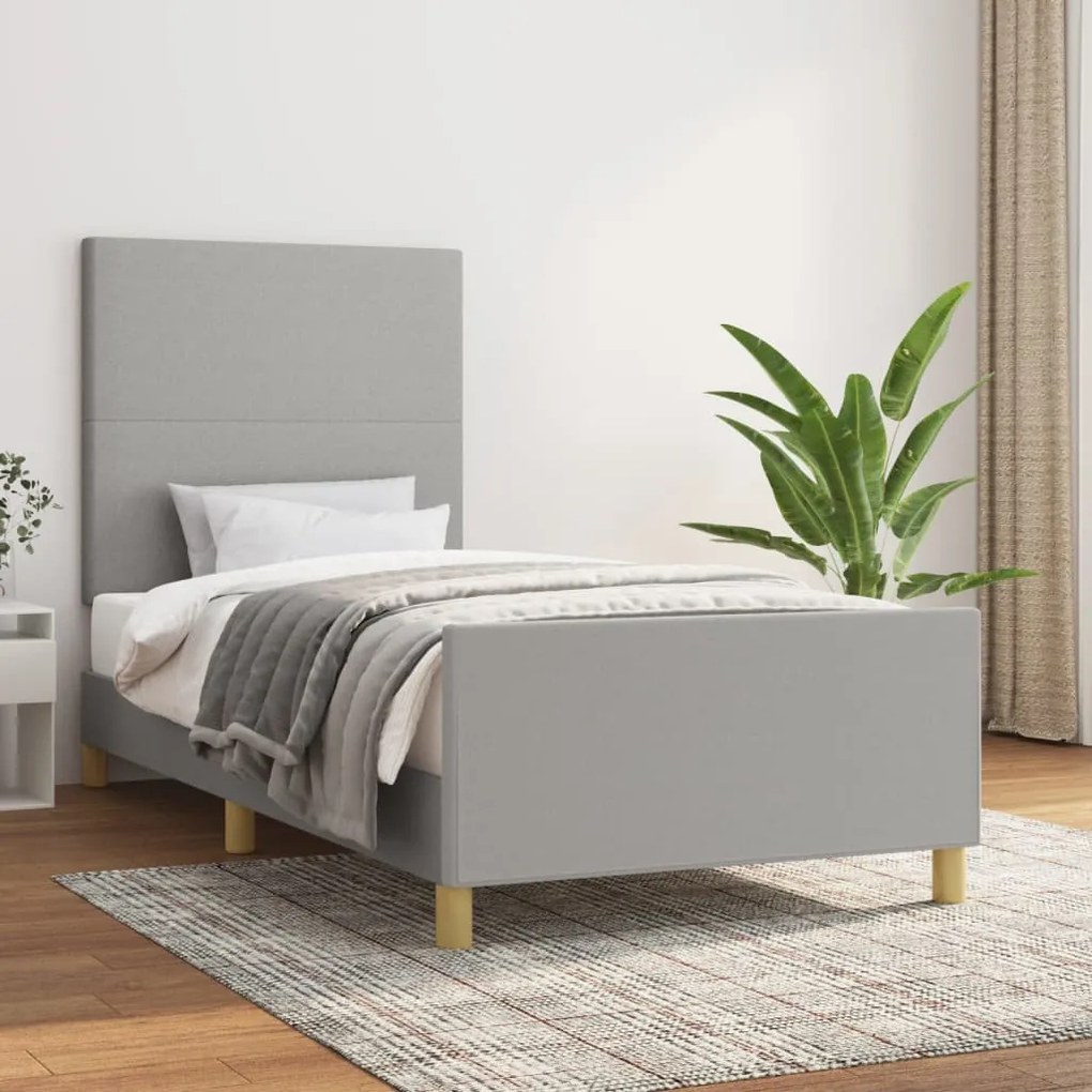 Rám postele bez matrace světle šedá 80 x 200 cm textil 3124847