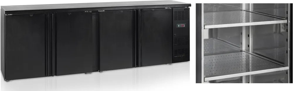 Chladicí minibar TEFCOLD CBC 410 4 dvěřový, š. 255 cm, plné dveře + 2letá plná záruka (IČ)