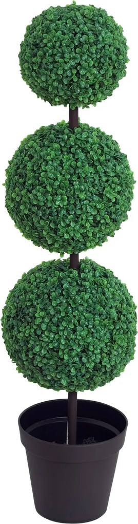 Umělý buxus s 3 koulemi Ø 30 x 112H cm Zelený | Aosom