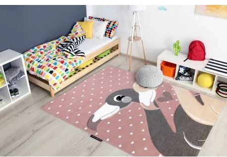 Koberec PETIT PLAMEŇÁCI, SRDCE, růžový