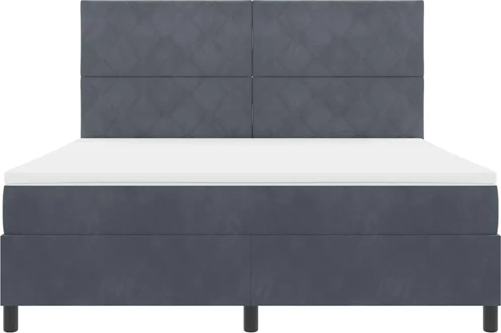 Postel s boxspringem s čelo Tmavě šedá 180 x 200 cm samet 3339915