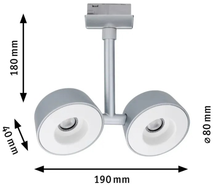 Paulmann 95471 Double Pellet, spot pro Urail system, 2x4W LED 2700K stmívatelný, matný chrom