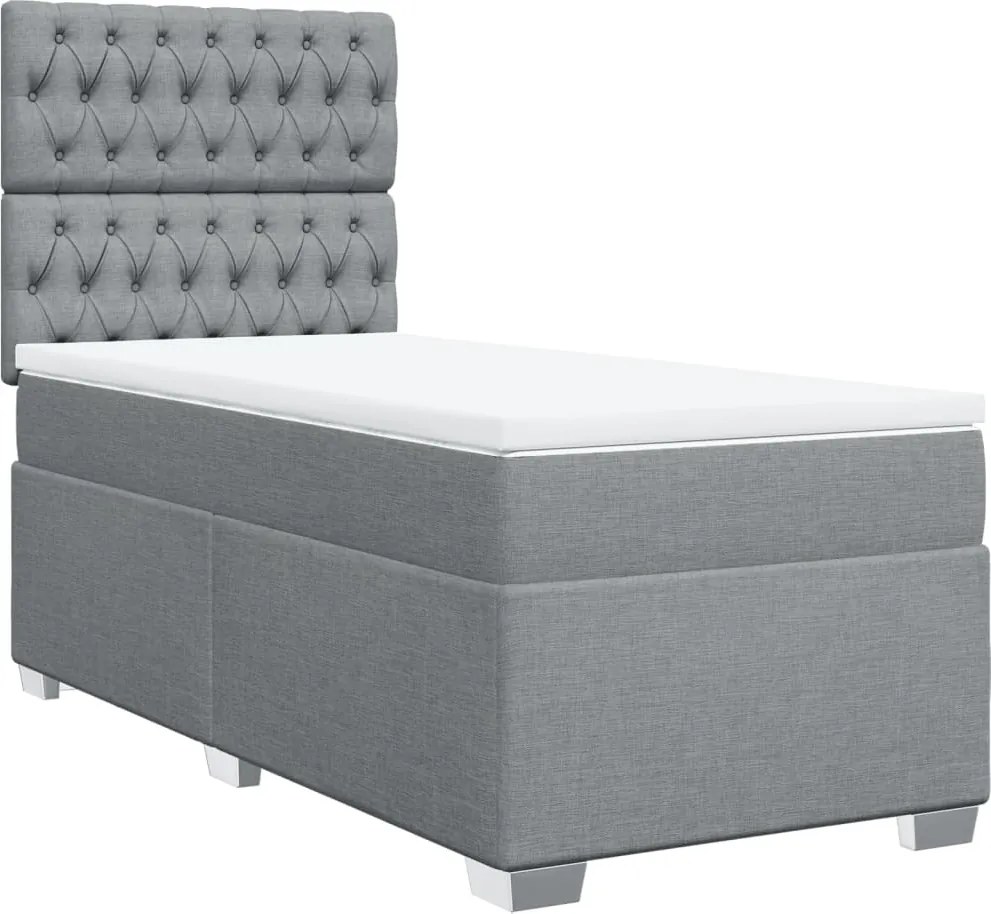 Box spring postel s matrací světle šedá 90x200 cm textil 3292678