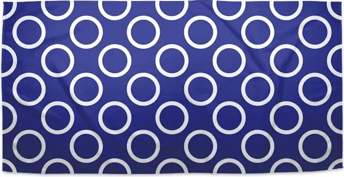 Sablio Ručník Bílé kruhy na modré - 50x100 cm