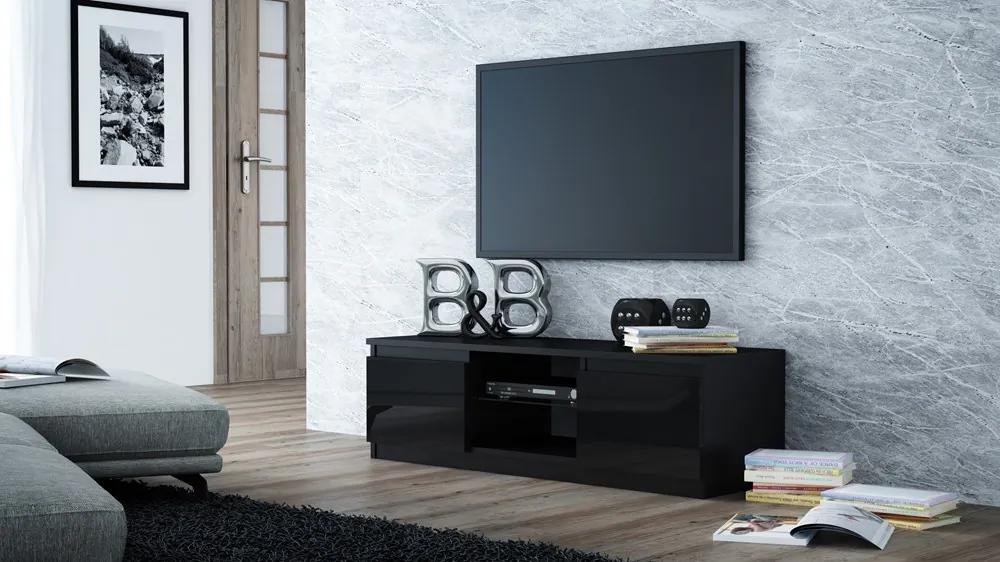 Televizní stolek MALWA 120 černá/černá lesk