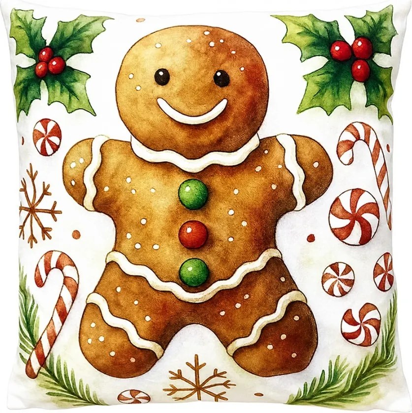 Vánoční dekorační polštář Perníček GingerBread - 45*45*4 cm