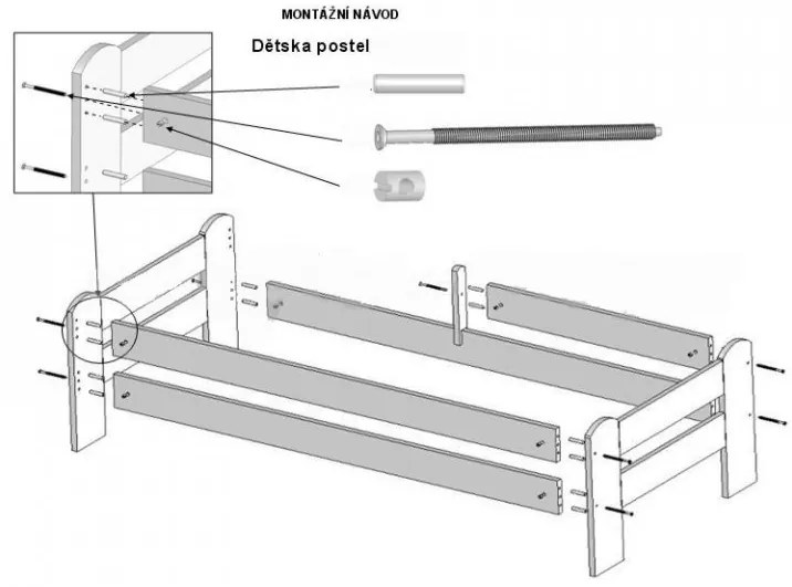 Via-nábytek Dětská postel Magda - II jakost 80 x 180 Povrchová úprava postele: Moření odstín dub