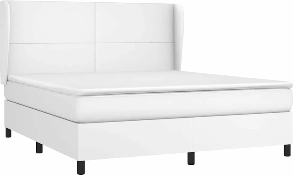 Box spring postel s matrací bílá 160x200 cm umělá kůže 3128920