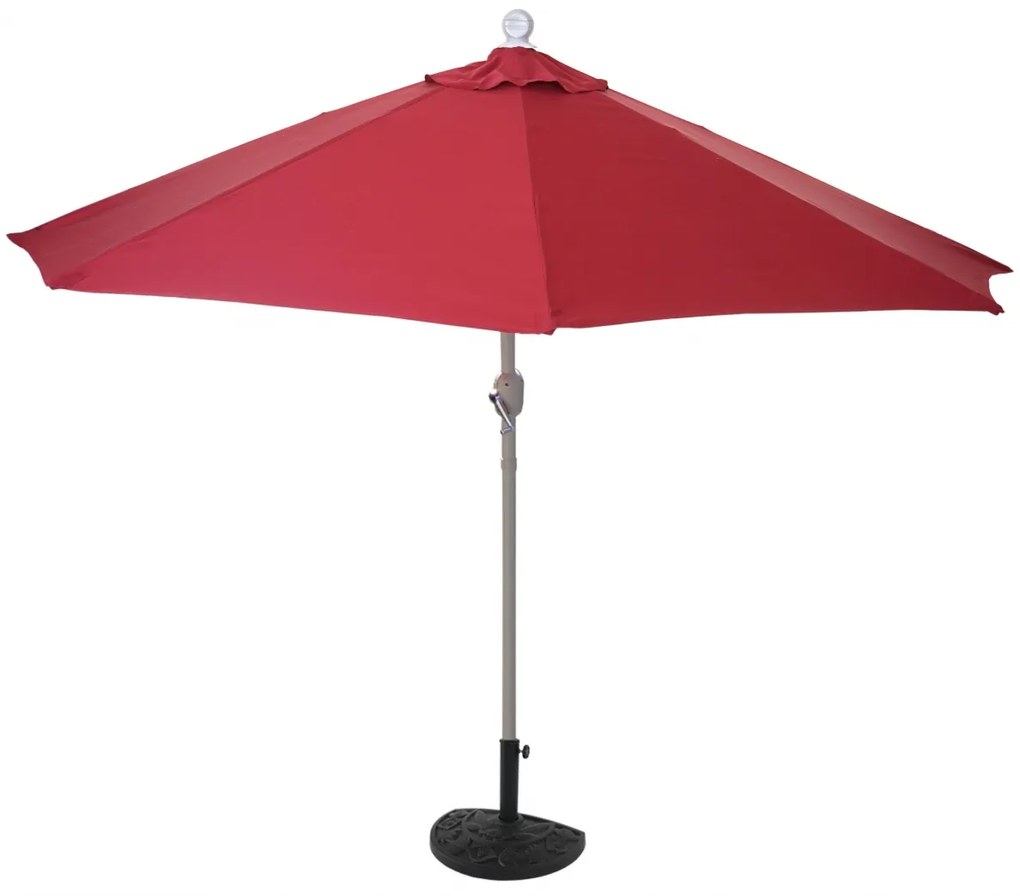 Slunečník půlkruh Parla - polyester/hliník - 300cm bordó se stojanem