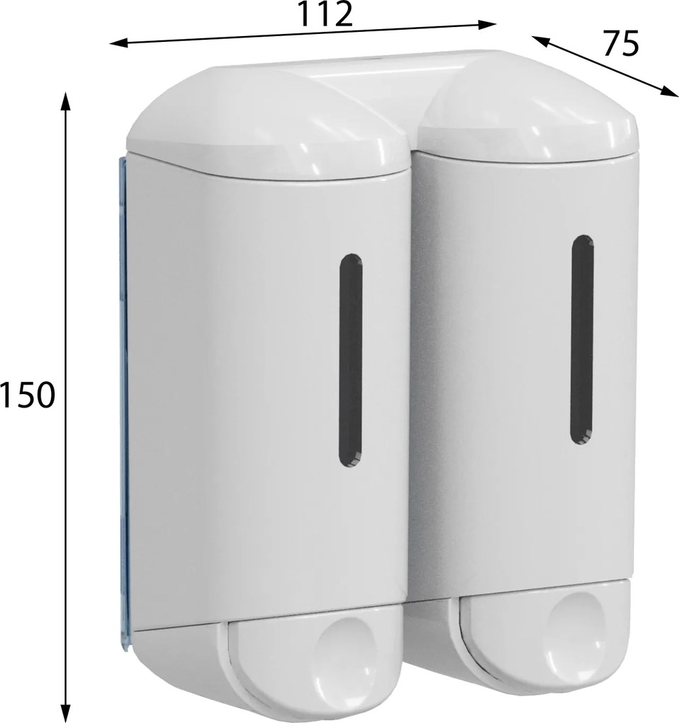 MARPLAST MARPLAST, SHOWER SMALL dvojitý dávkovač tekutého mýdla, 2x170ml, bílá, A94601