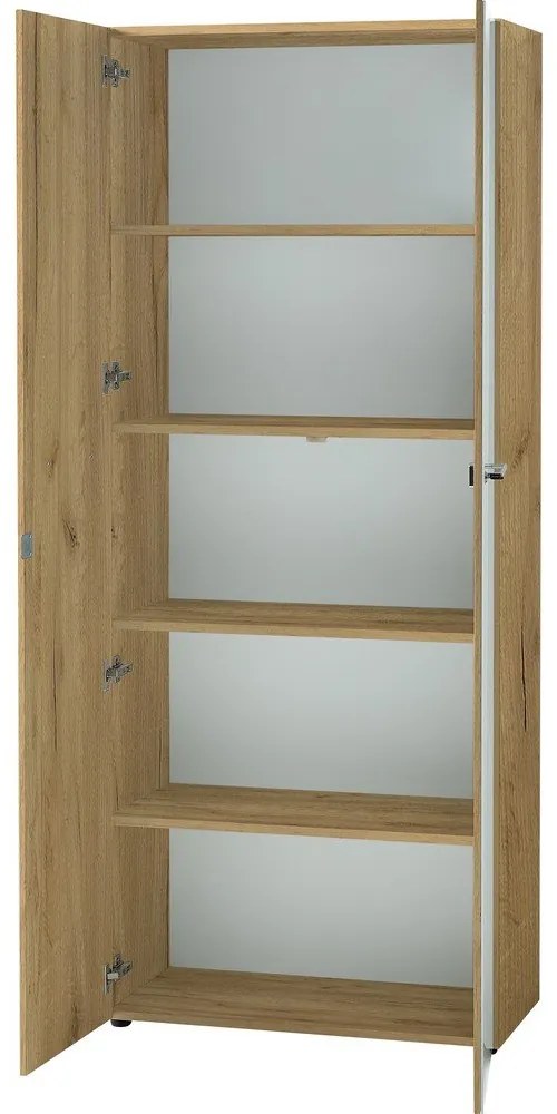 Bílá/v přírodní barvě uzamykatelná skříň v dekoru dubu 80x196x37 cm Monteria – Germania