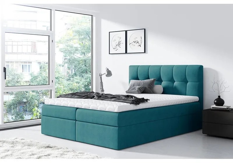 Kontinentální postel Rdest, Rozměr postele: 200x200, Barva:: ekokůže Soft 011 (černá)
