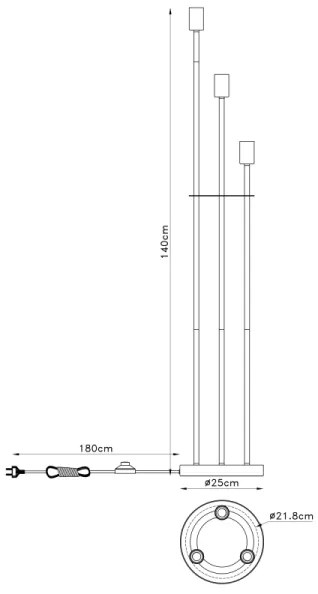 Globo 54008-3S - Stojací lampa MARTHA 3xE27/60W/230V