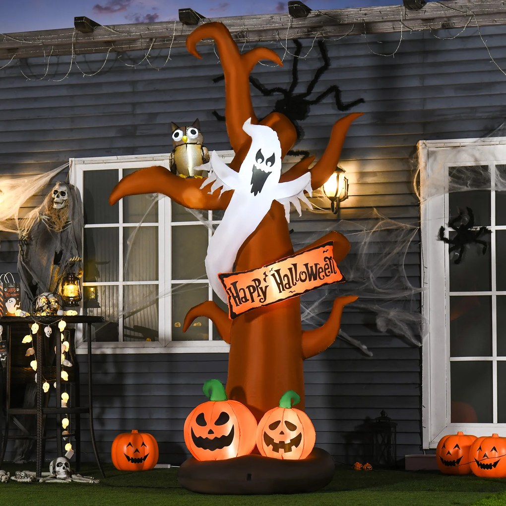 HOMCOM Samonafukovací Halloween dekorace s LED světly, včetně ventilátoru a upevňovacího materiálu, 156 cm x 107 cm x 274 cm