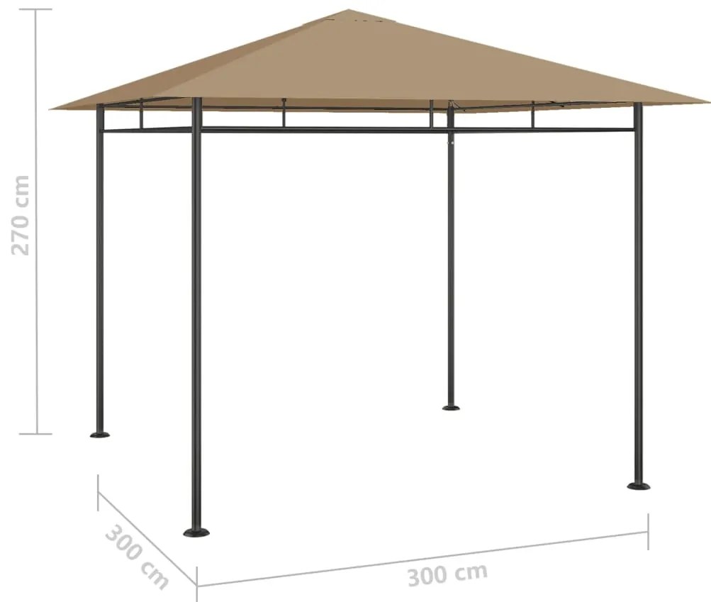 vidaXL Marketos Altán 3 x 3 x 2,7 m taupe 180 g/m²