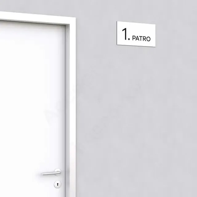 ACCEPT Označení podlaží "1. PATRO" - stříbrná tabulka - černý popis