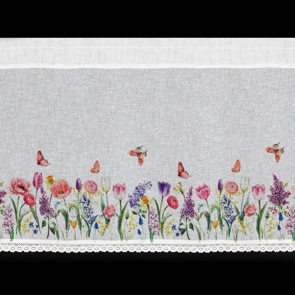 KRÁTKÁ ZÁCLONA NA PÁSCE BELLA 150X30 CM KVĚTY