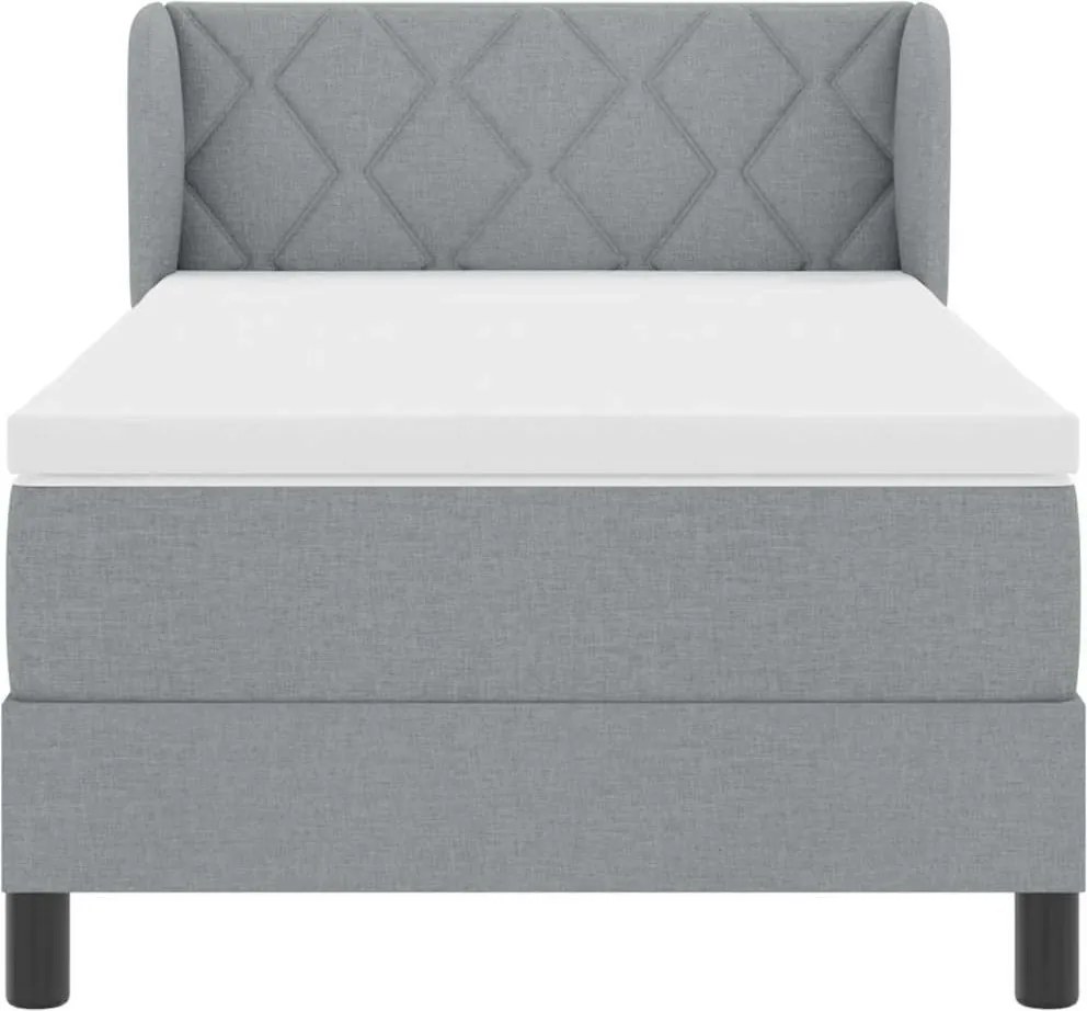 Postel s boxspringem s čelo Světle šedá 90 x 200 cm textil 3340066
