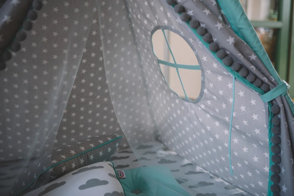 Vigvam design Teepee Stars Mint - ČTVERCOVÉ BEZ DOPLŇKŮ