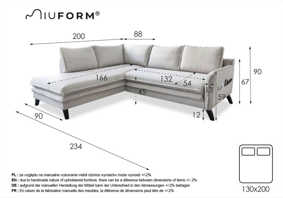 Béžová rozkládací rohová pohovka (levý roh) Charming Charlie – Miuform