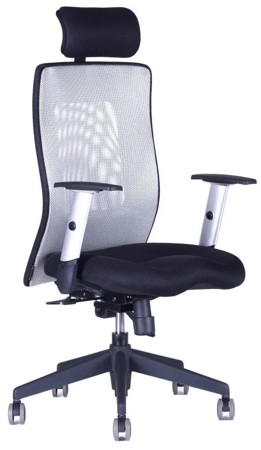 Kancelářská židle na kolečkách Office Pro CALYPSO XL SP1 - s područkami a podhlavníkem Světle šedá 12A11