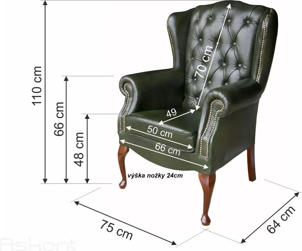 ASKONT Chesterfield Torino Kožené křeslo puncované