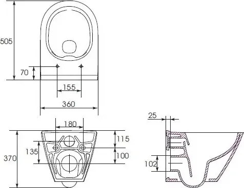Závěsné WC + prkénko CITY OVAL + tlačítko SIGMA + podomítkový modul + podložka