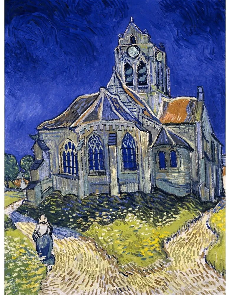 Obraz - reprodukce 50x70 cm The Church at Auvers, Vincent van Gogh – Fedkolor