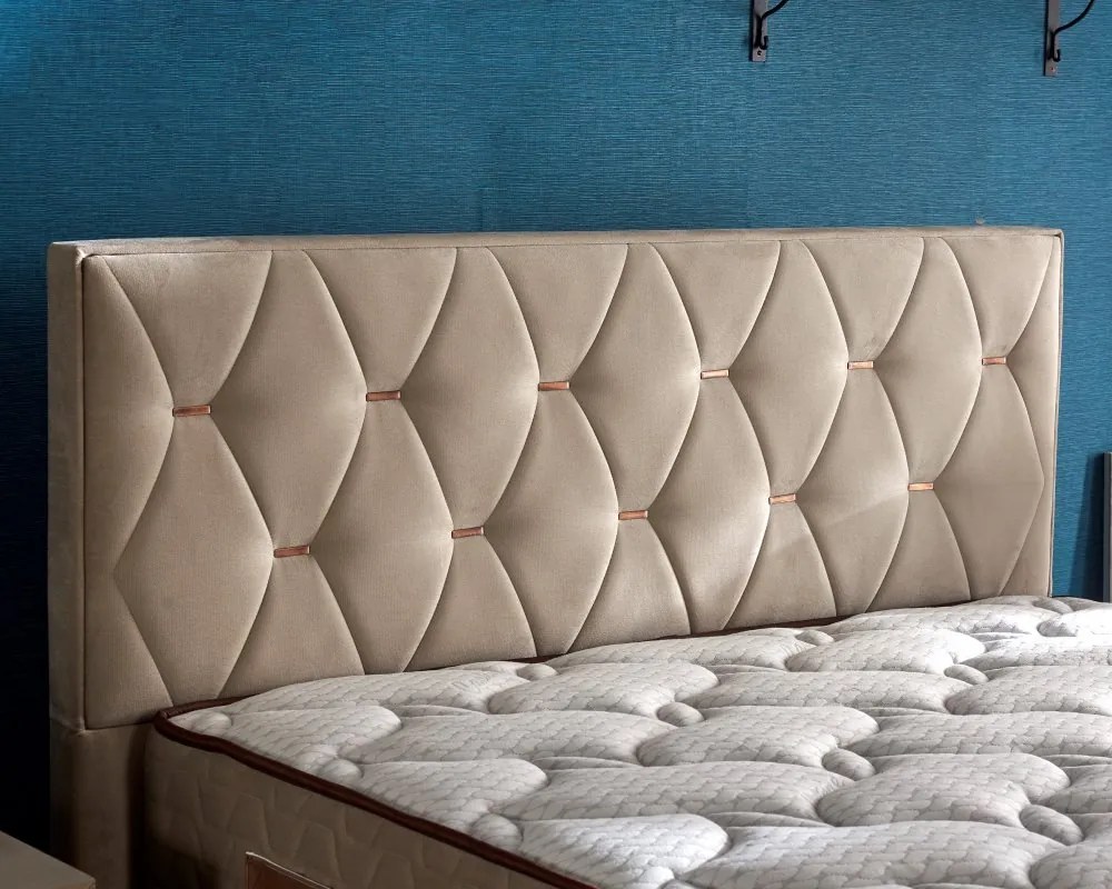 Čalouněná postel CASHMERE s matrací - béžová 120 × 200 cm