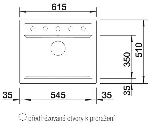 Blanco Dalago 6 Granitový dřez bez odkapu s excentrickým ovládáním, 61,5x51cm, tartufo, 517320